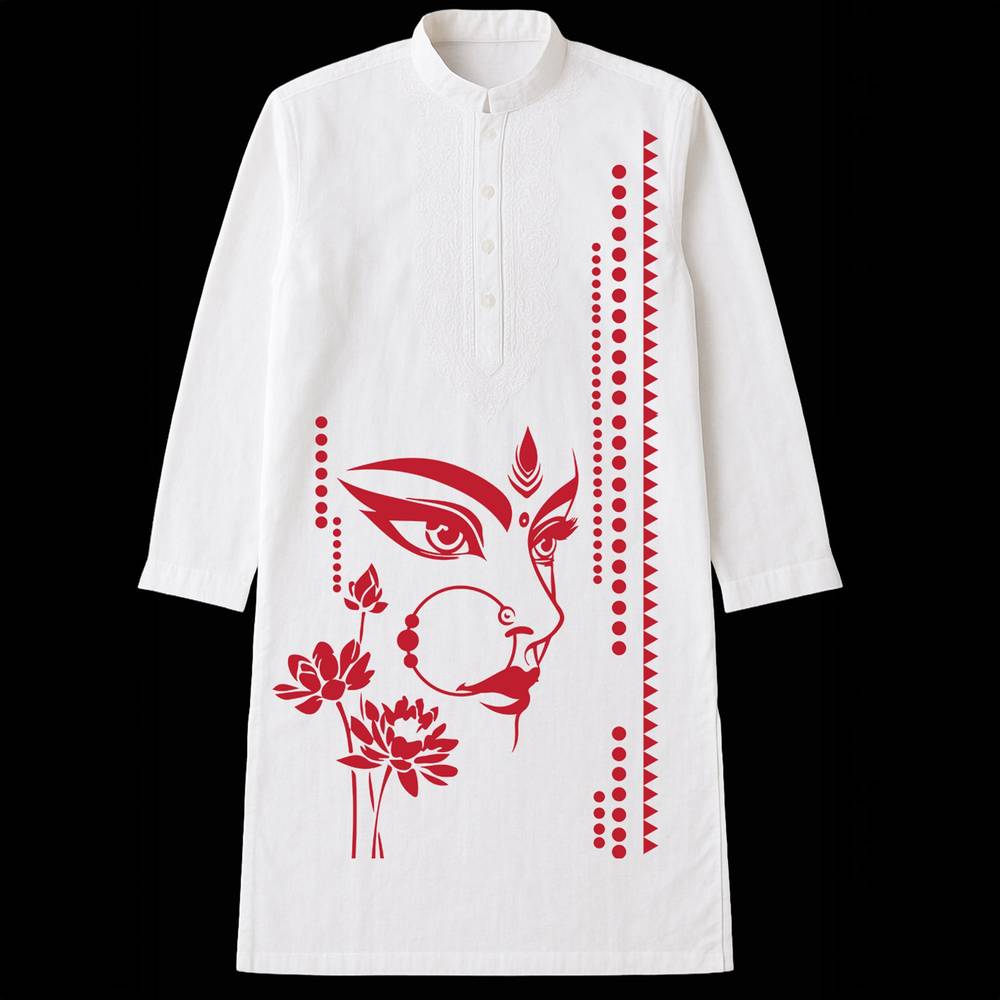 Devi Durga Kurta for Men - Spiritual Cotton Print | Divine Durga Design ...